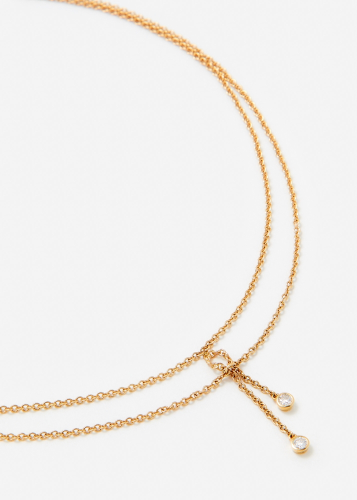 Necklace Maxi Solitaire Nu - Yellow gold and white gold - Yvonne Léon