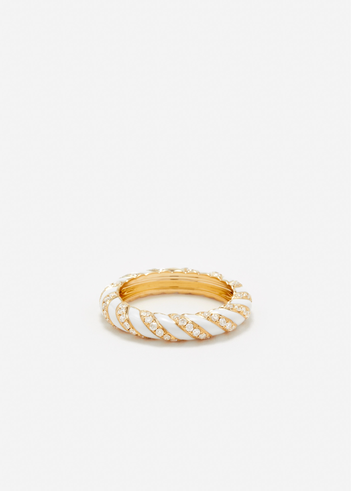 Créoles Mini Torsadé - Rainbow enamel, grey diamonds and yellow gold ...