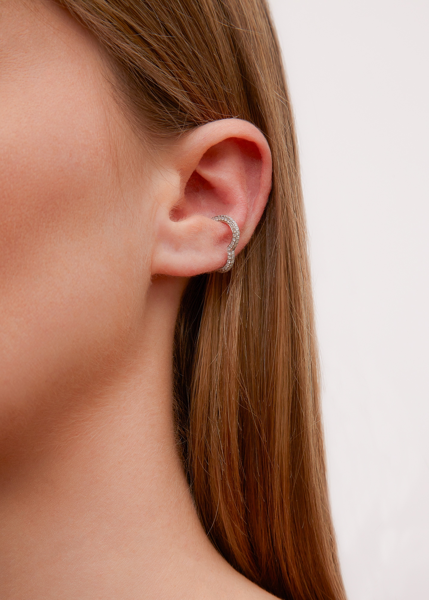 Bracelet Jonc Coeur Full Diamants PM - Grey diamonds and white gold ...