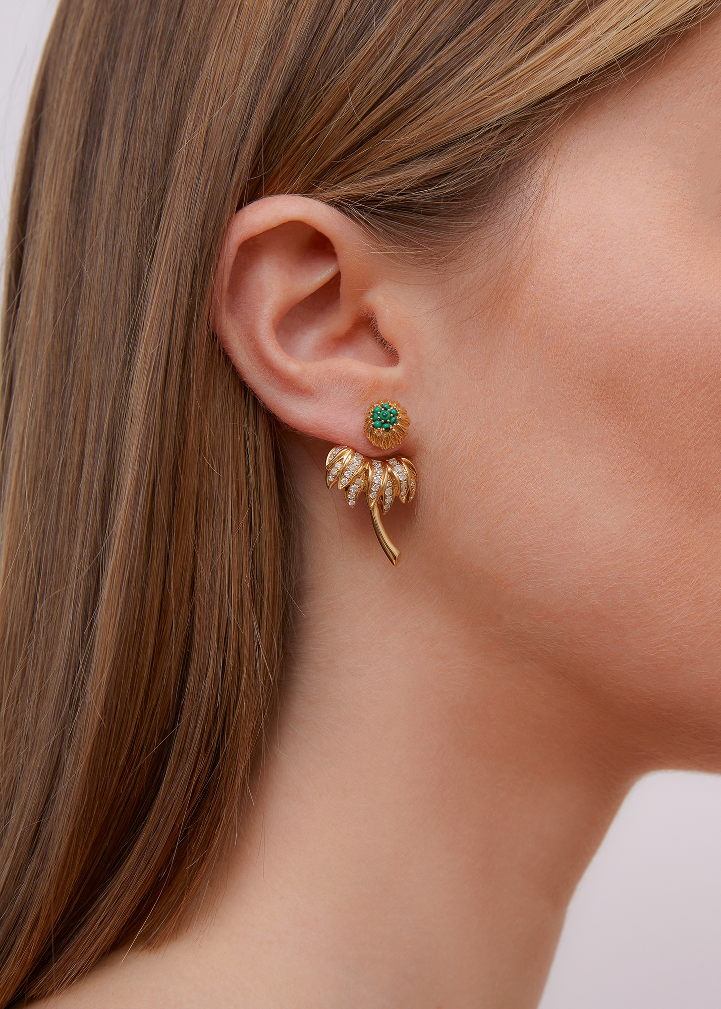 Earrings Soleil & Lune - Diamonds and yellow gold - Yvonne Léon