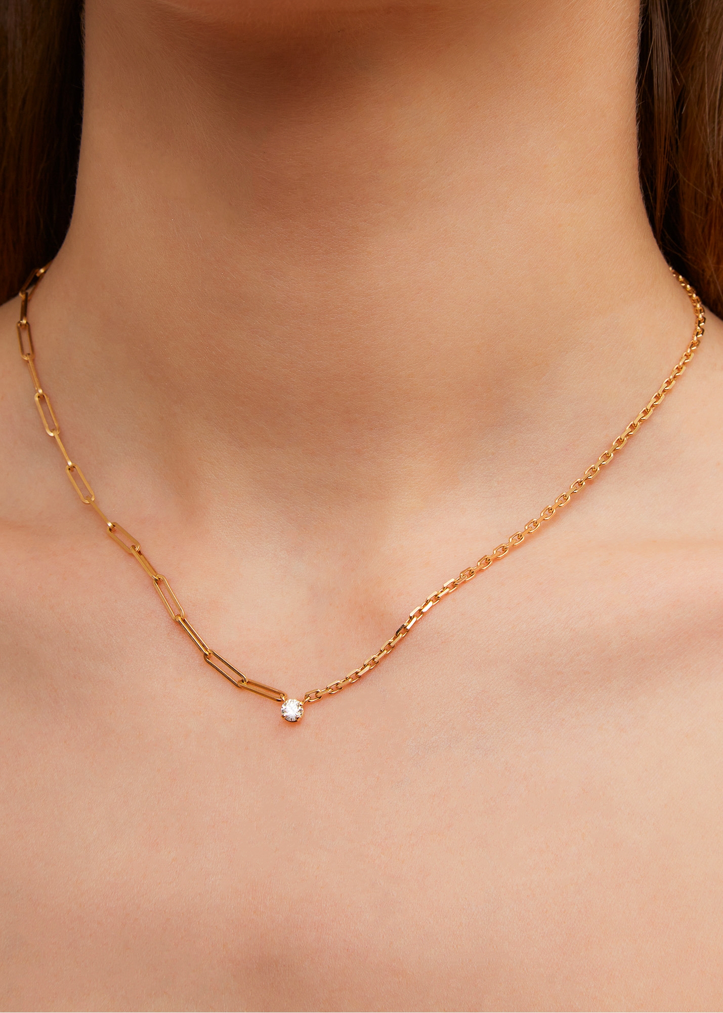 Ring Solitaire Rond - Diamond, yellow gold and white gold - Yvonne Léon